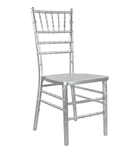 Silver Chiavari chair with ivory cushion - Piedmont Party Rentals